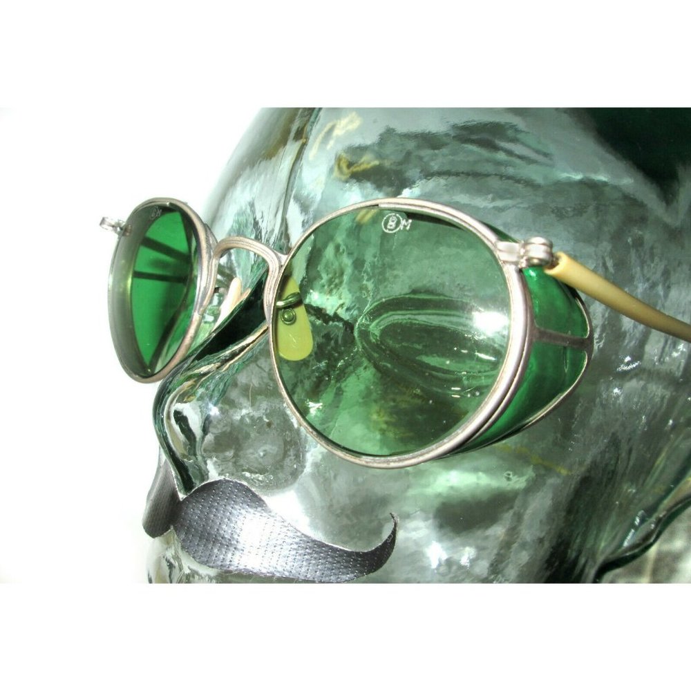 Antique American Optical Green Goggles Sunglasses Vtg… - Gem
